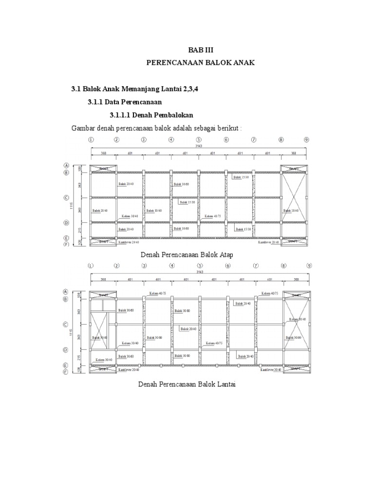 Bab III Perencanaan Balok Anak (Contoh Perhitungan) | PDF