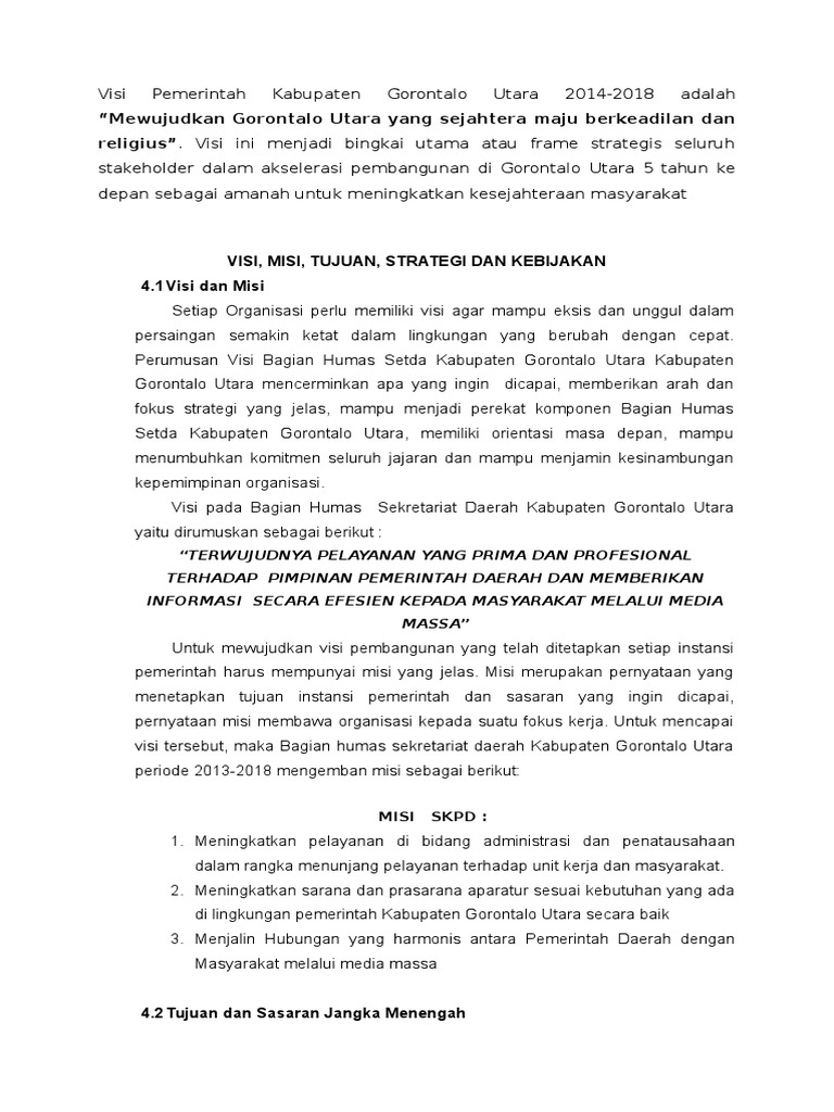 Visi Misi Bagian Humas | PDF