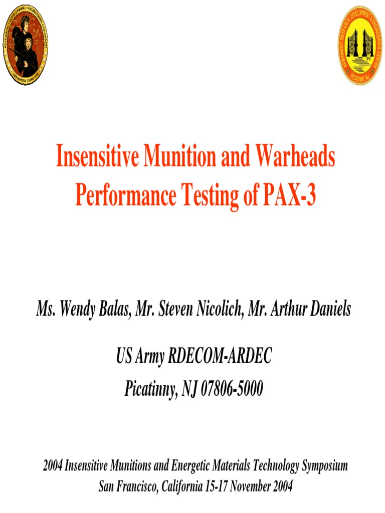 Insensitive Munition and Warheads Performance Testing of PAX-3 | PDF ...