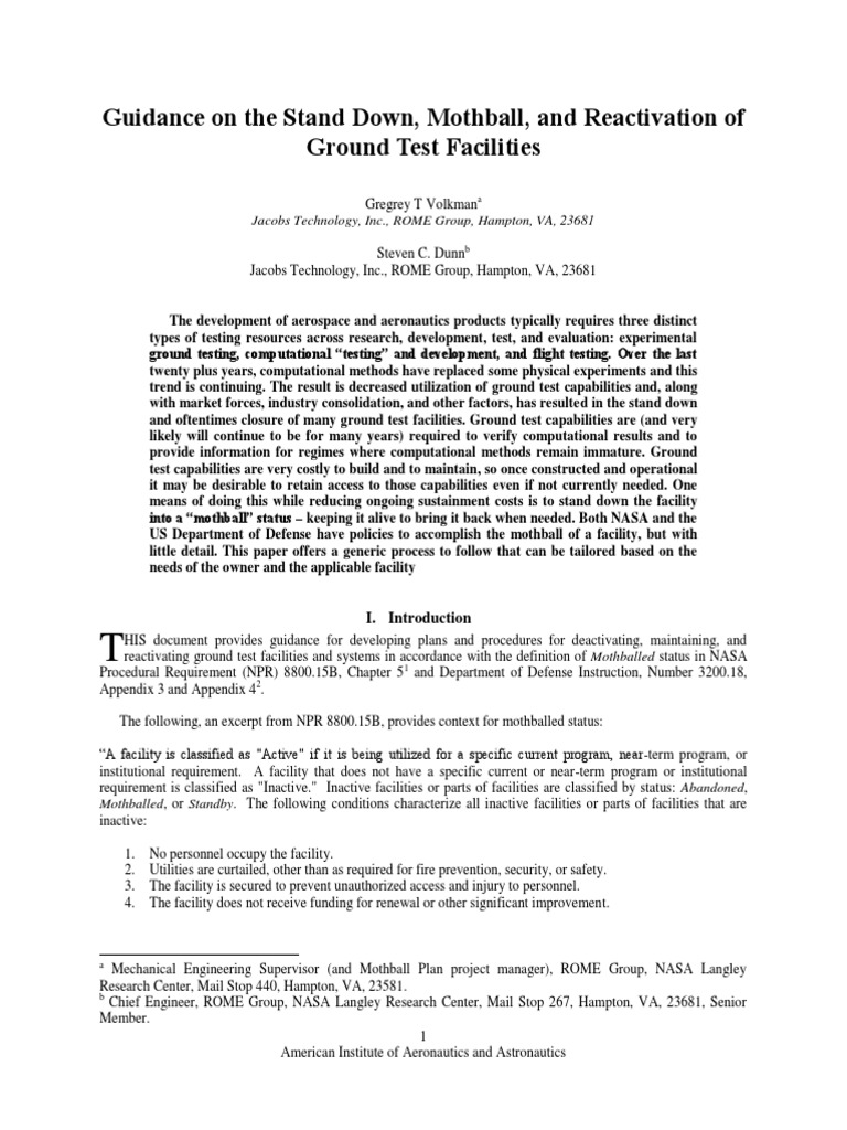 Ground Test Facility Mothballing Guide | PDF | Storm Drain | Plumbing