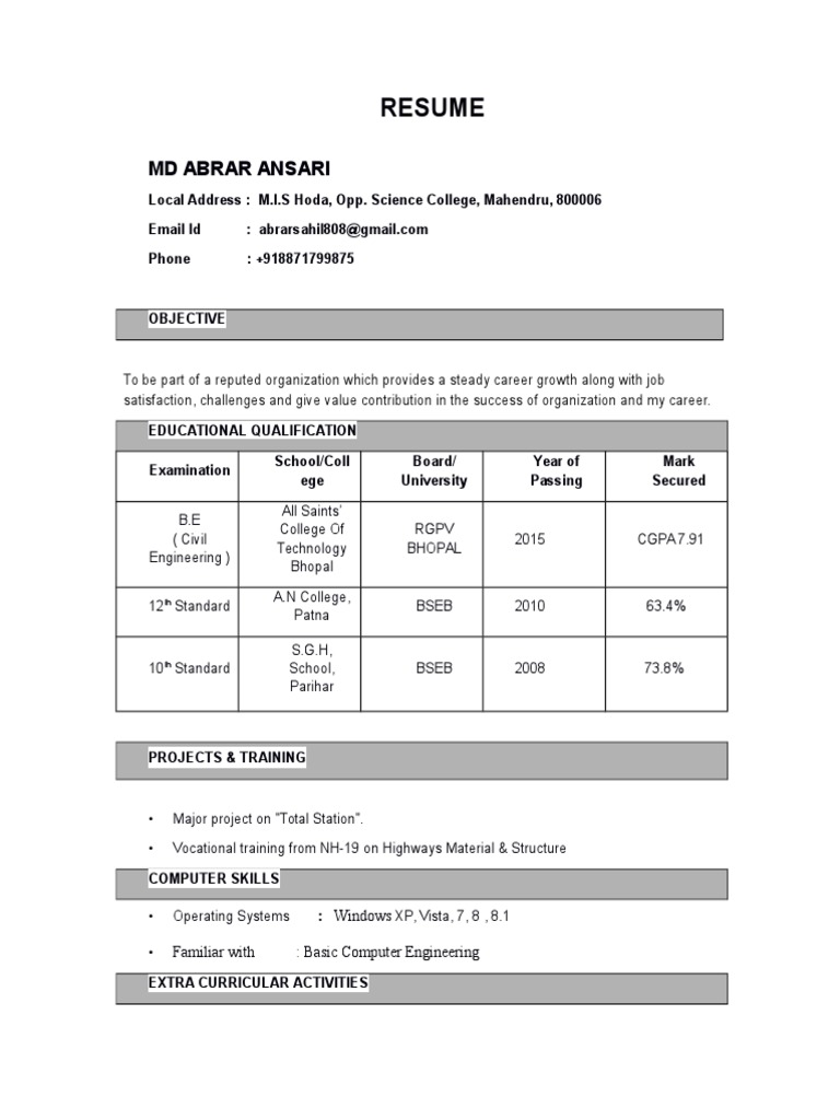 Resume: MD Abrar Ansari | PDF
