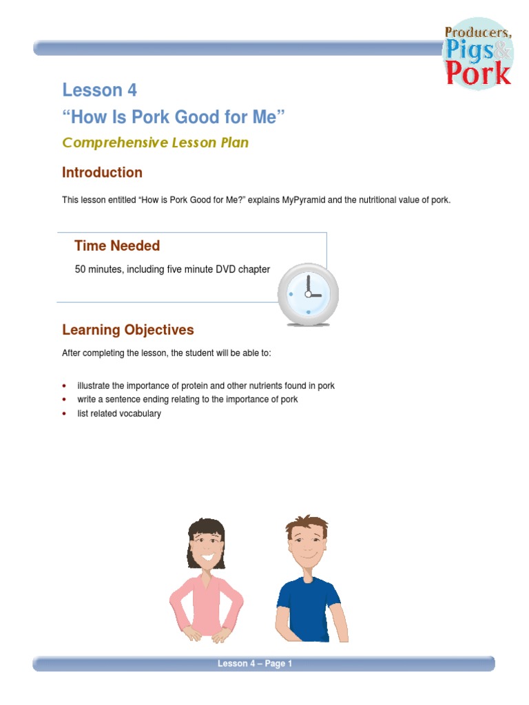 Lesson 4 "How Is Pork Good For Me" | PDF | Foods | Nutrition