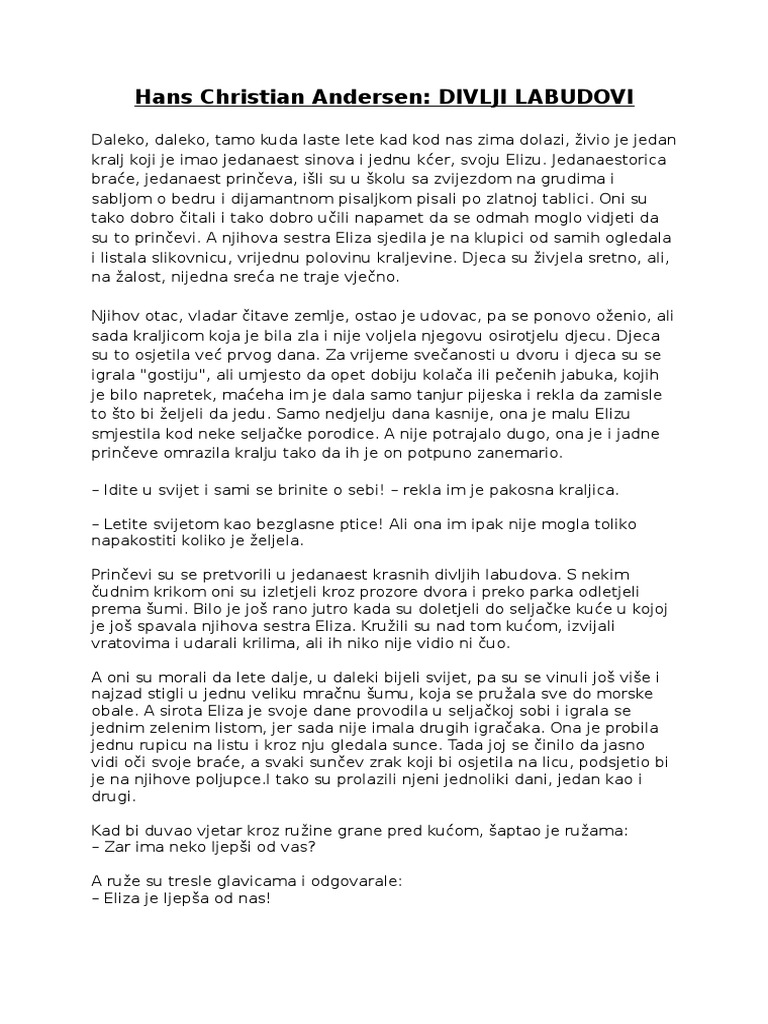 Hans Christian Andersen - Divlji Labudovi | PDF