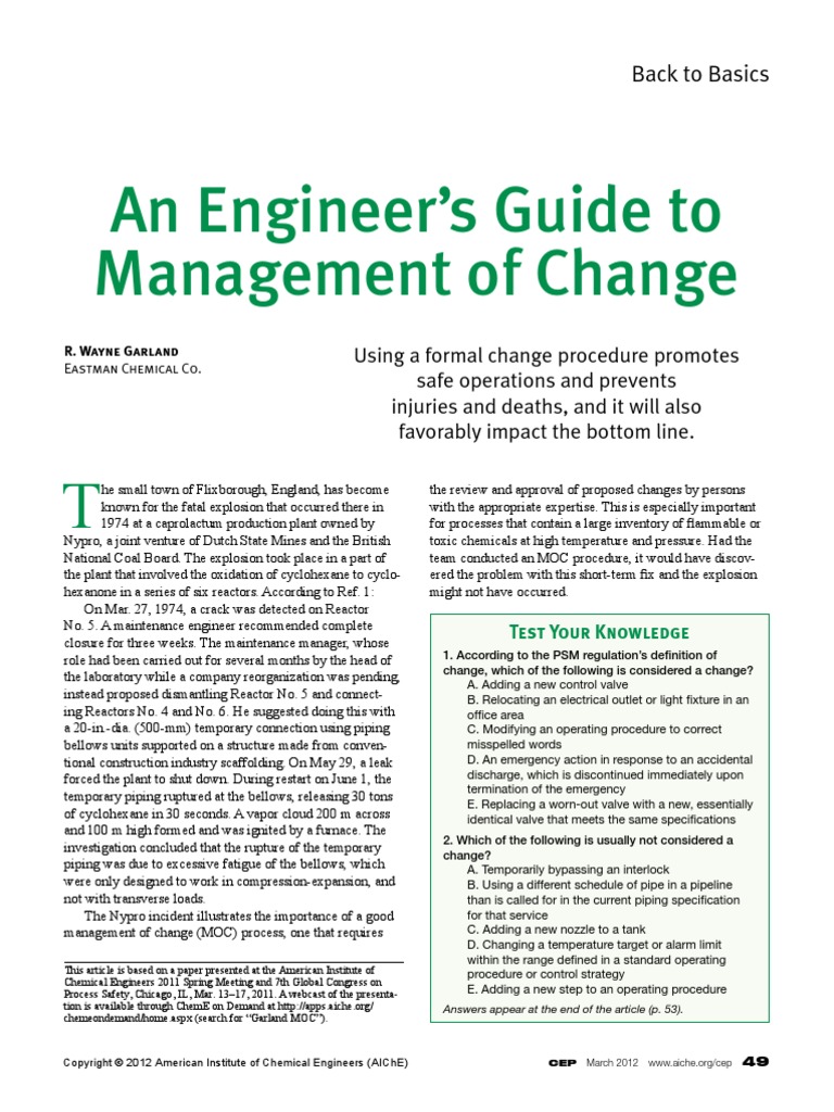 An Engineer S Guide To Moc | PDF | Safety | Engineering