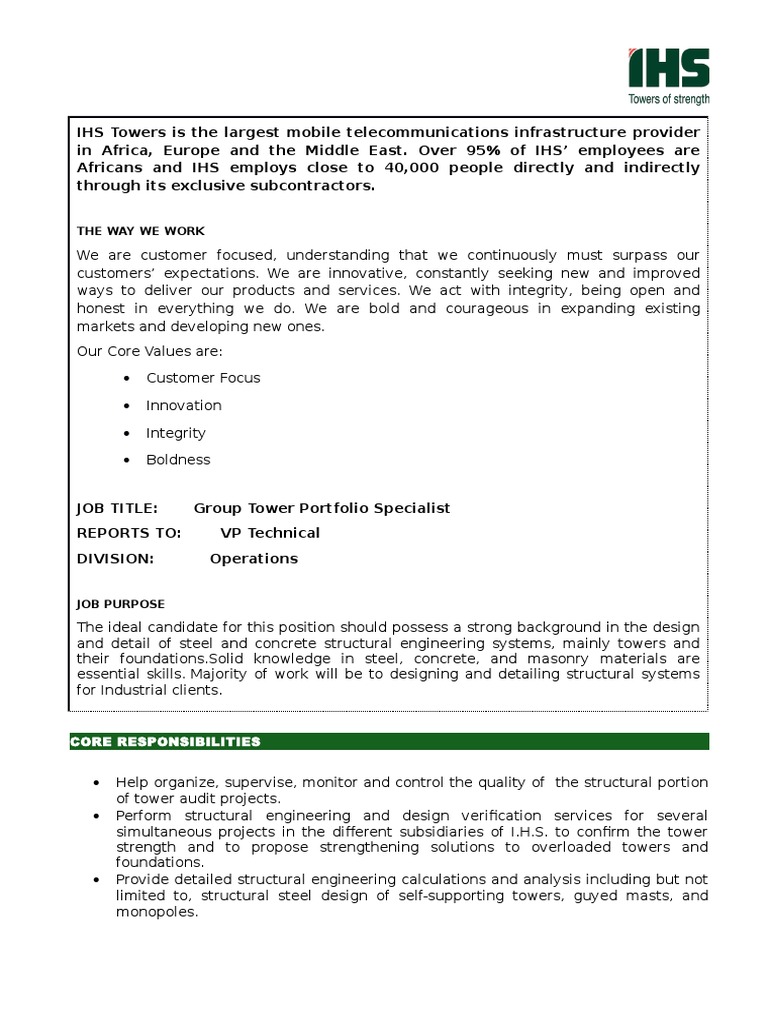 Group Tower Portfolio Specialist JD | PDF | Competence (Human Resources) | Specification ...