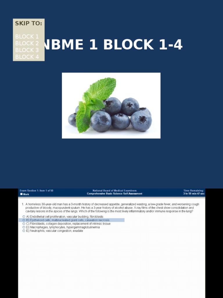 NBME 1 BLOCK 1-4 (With Answers) | PDF | Foreign Language Studies | Science & Mathematics