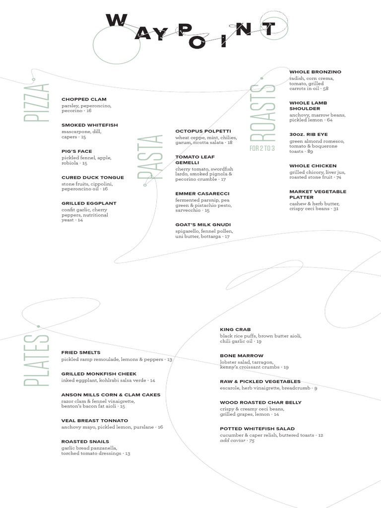 Waypoint Opening Dinner Menu 2016 | PDF