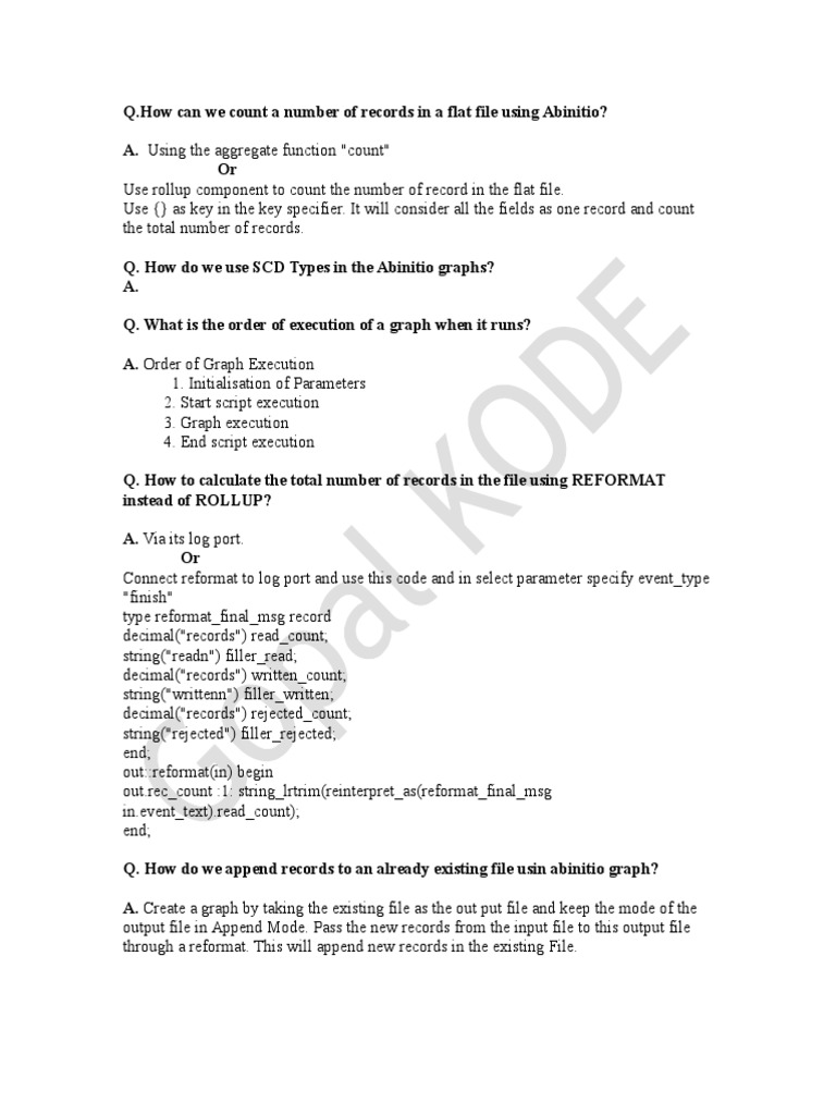 ABInitio FAQ | PDF | Parameter (Computer Programming) | Array Data Structure