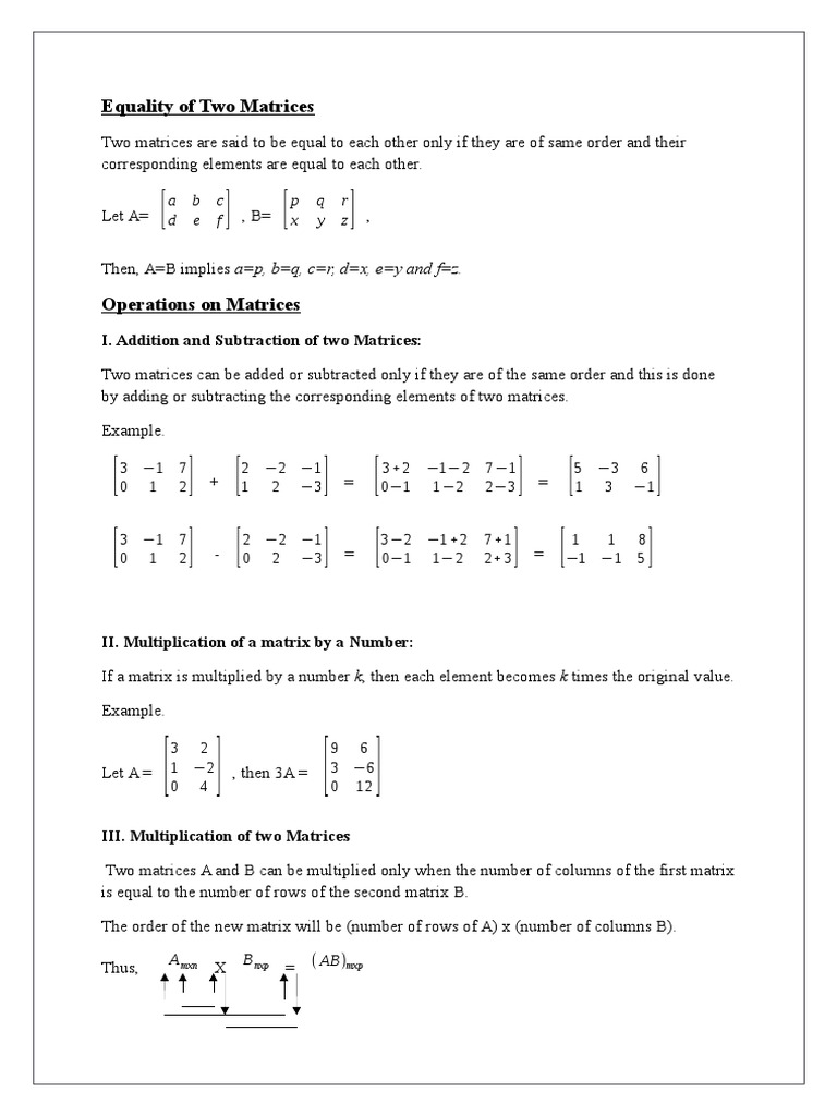 Operations On Matrices | PDF