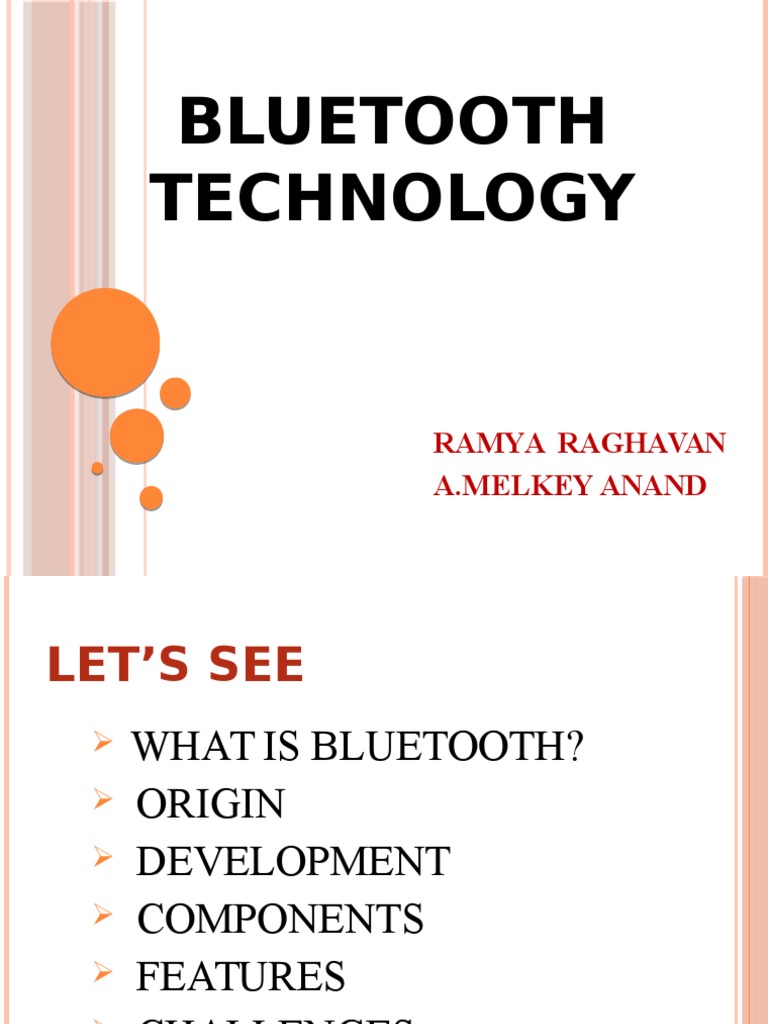 Bluetooth Technology: Ramya Raghavan A.Melkey Anand | PDF | Art | Computers