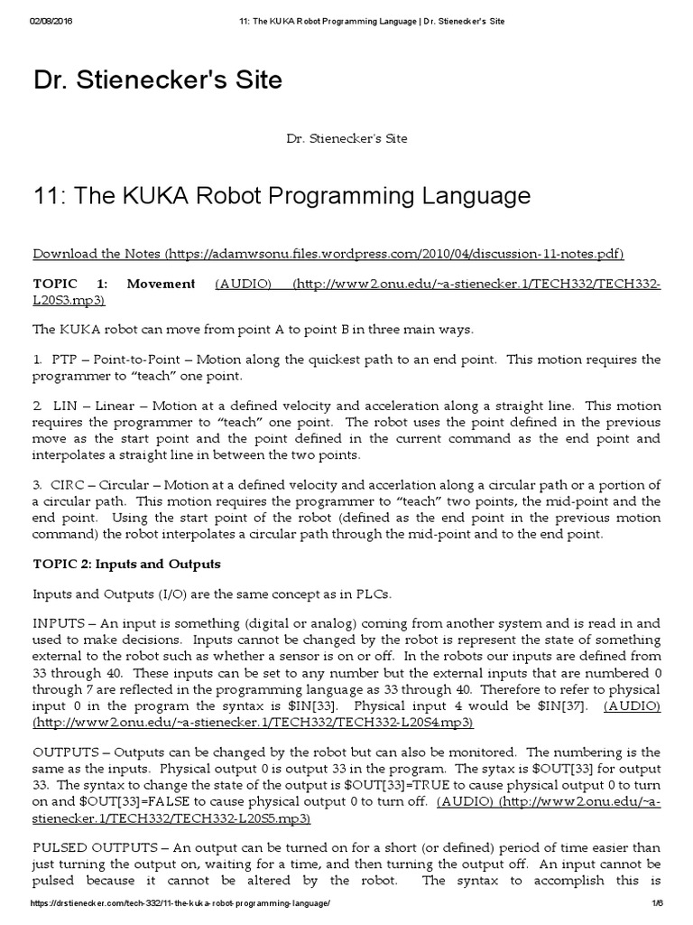11 - The KUKA Robot Programming Language - DR | PDF | Control Flow ...
