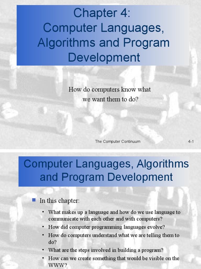 Computer Languages Algorithms And Program Development How Do 