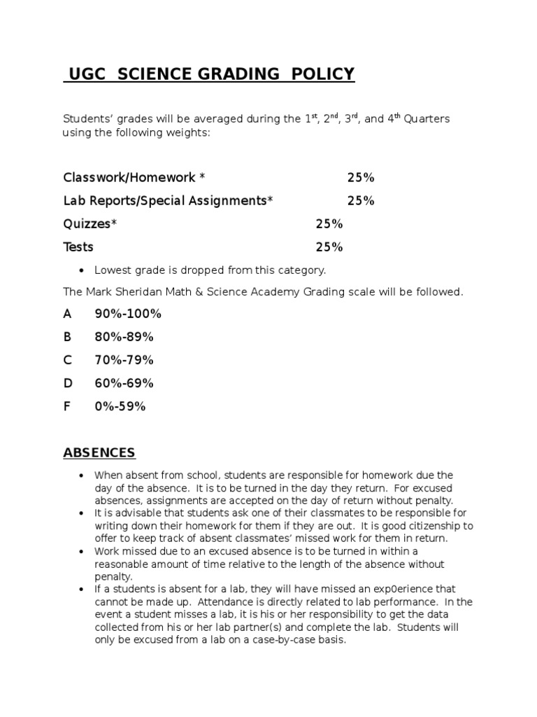 Grading Policy | PDF | Career & Growth