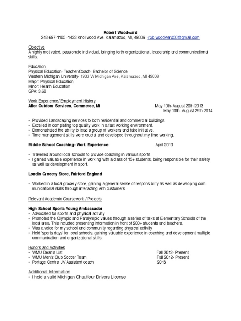 Rob Woodward Resume | PDF
