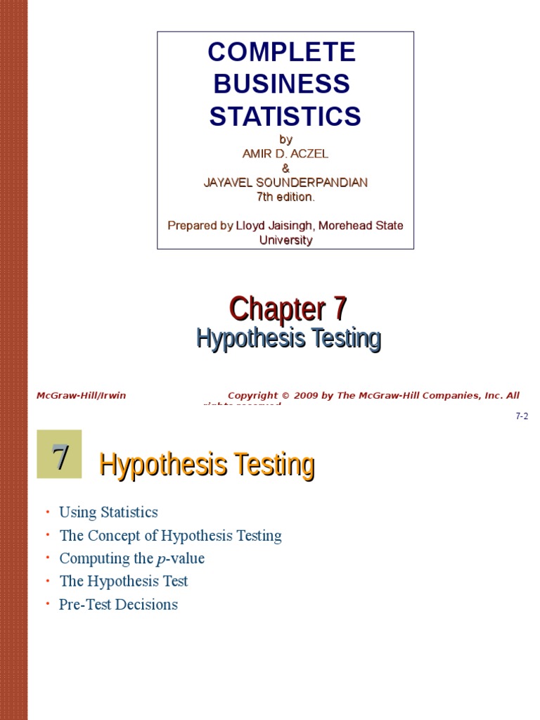 Complete Business Statistics: Hypothesis Testing | PDF | Statistical ...