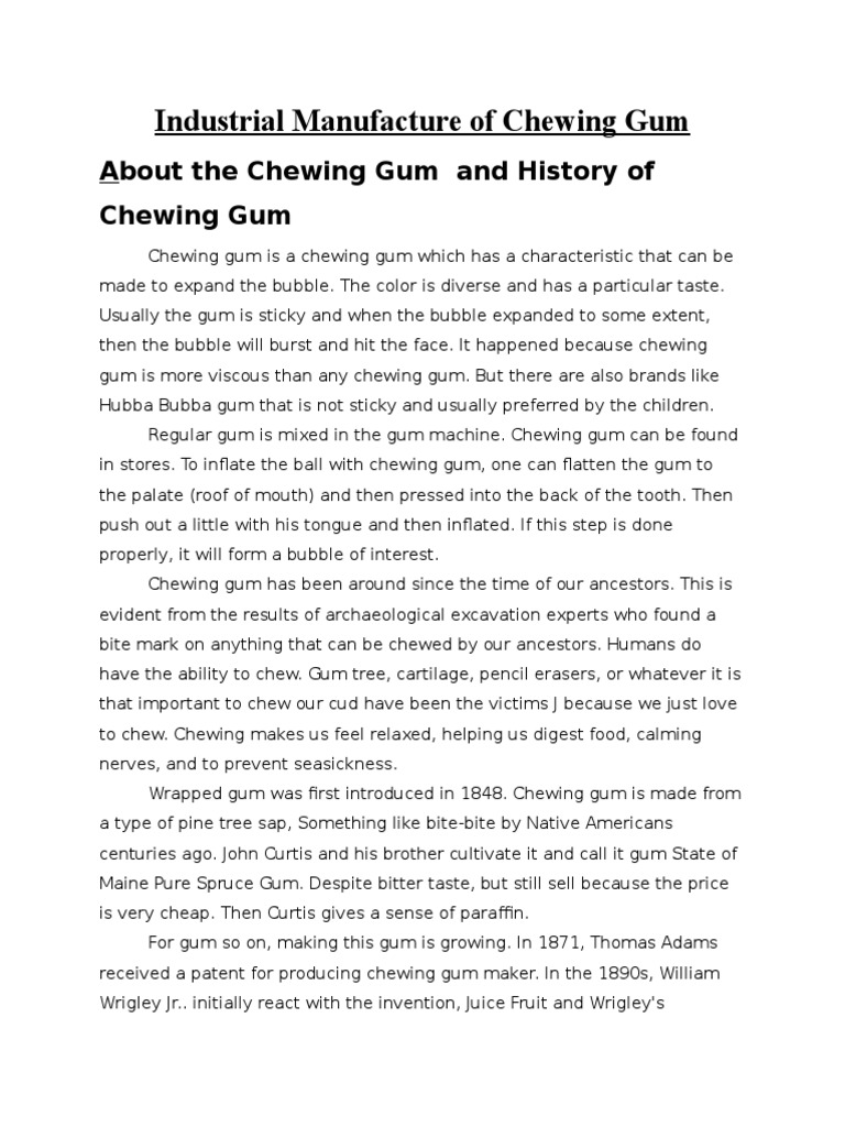 Industrial Manufacture of Chewing Gum | PDF | Flavor | Sugar