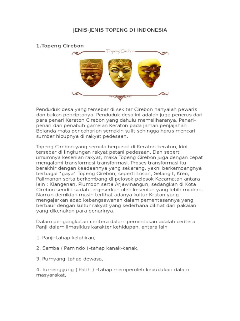 Jenis Jenis Topeng Di Indonesia Pdf