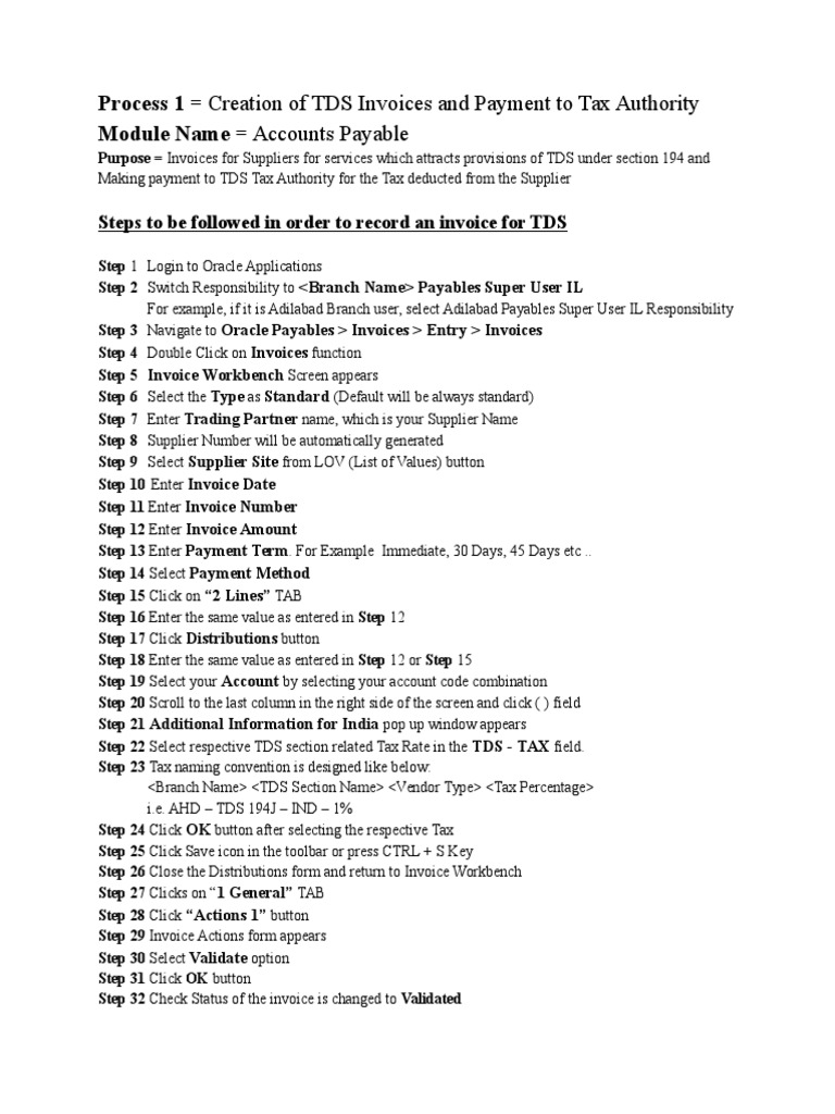 AP - Process - Checklist - TDS Cycle | PDF | Cheque | Invoice