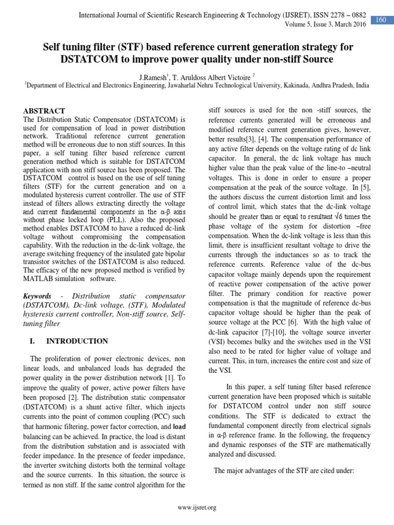 Self Tuning Filter (STF) Based Reference Current Generation Strategy ...