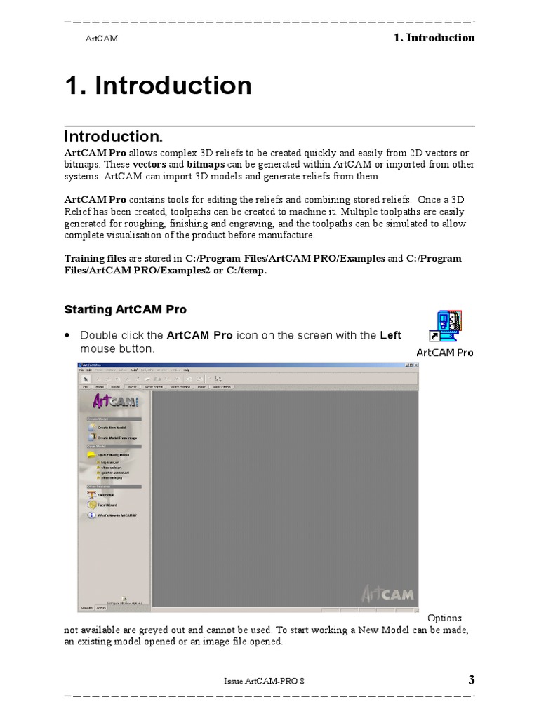 Double Click The Artcam Pro Icon On The Screen With The Left Mouse ...