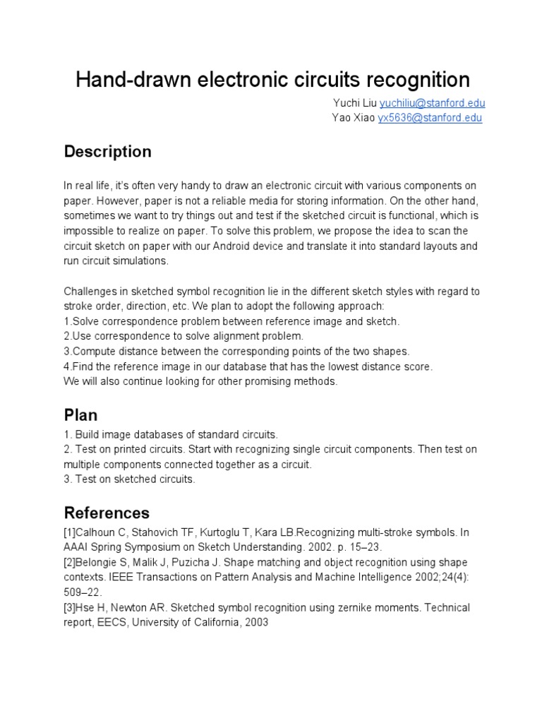 Hand Drawn Electronic Circuits Recognition: Description | PDF