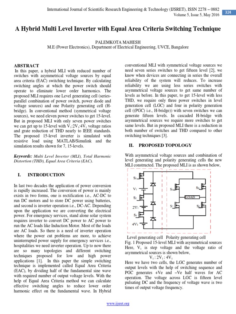 A Hybrid Multi Level Inverter With Equal Area Criteria Switching ...