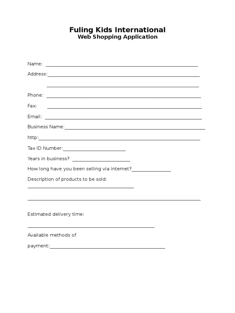 Fuling Kids Web Shopping Application Form | PDF | Career & Growth