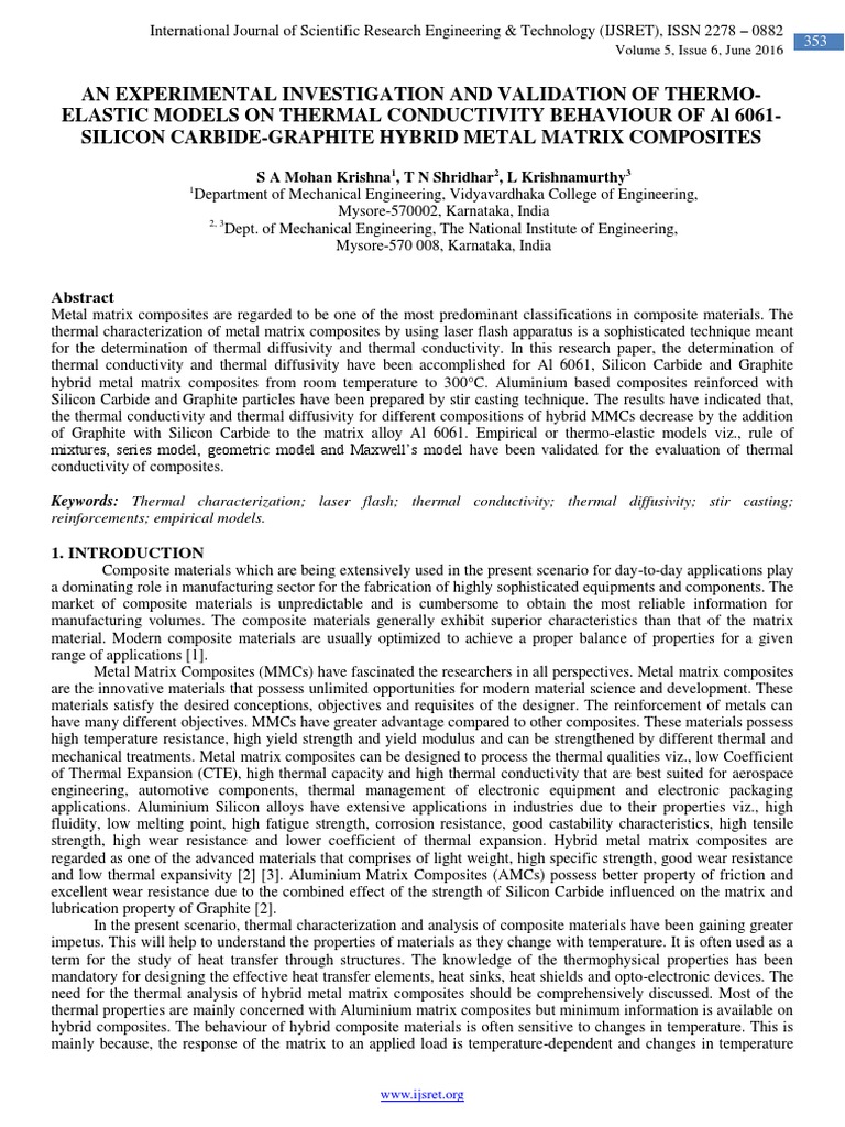 AN EXPERIMENTAL INVESTIGATION AND VALIDATION OF THERMO-ELASTIC MODELS ON THERMAL CONDUCTIVITY ...