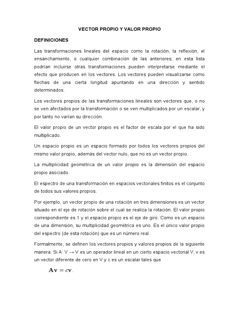 Valores y Vectores Propios | PDF | Valores propios y vectores propios ...