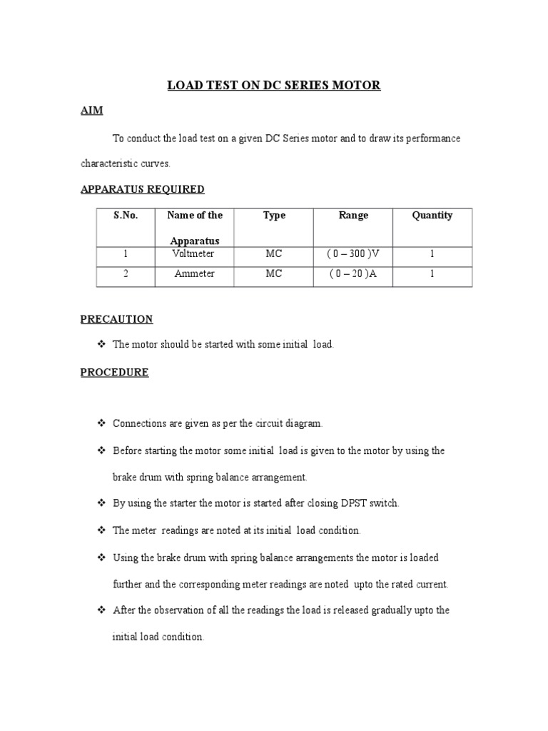 Load Test On DC Series Motor | PDF