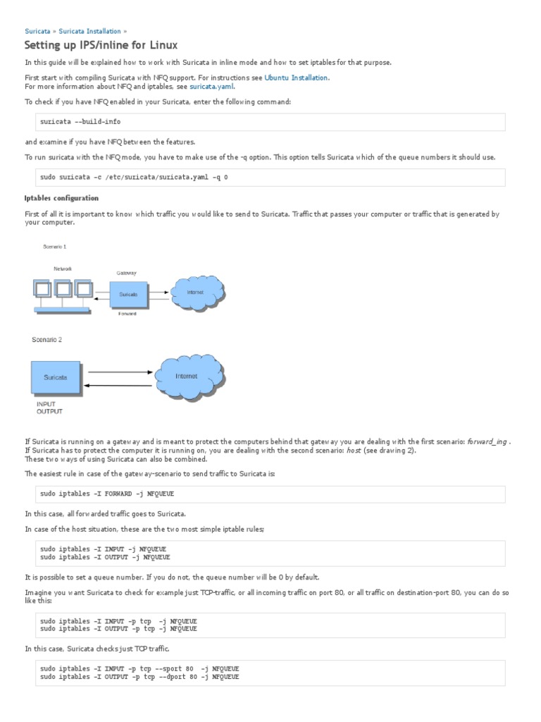 Suricata - Setting Up IPS Inline For Linux | PDF | Sudo | Transmission Control Protocol