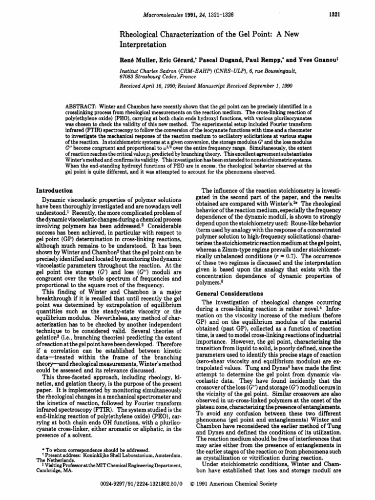Rheological characterization of the gel point in crosslinking reactions ...