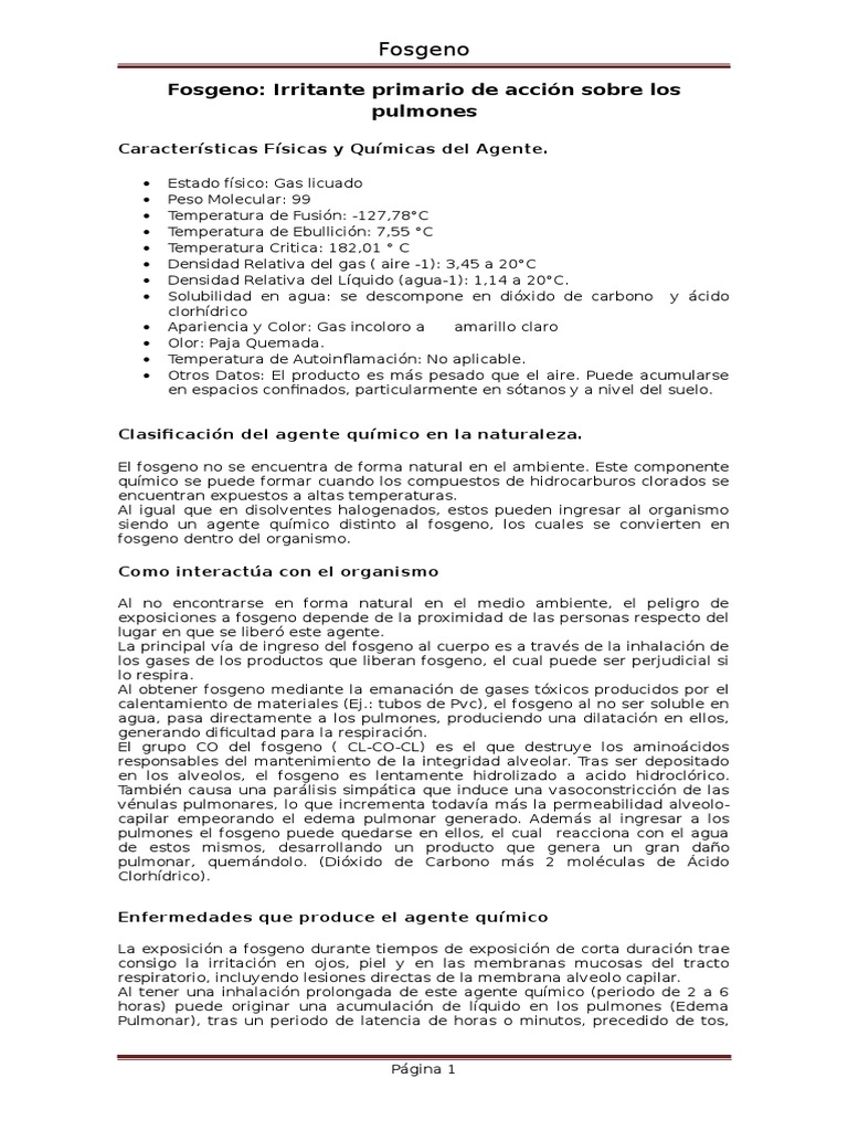 Guía Fosgeno | PDF | Ciencia y matemáticas