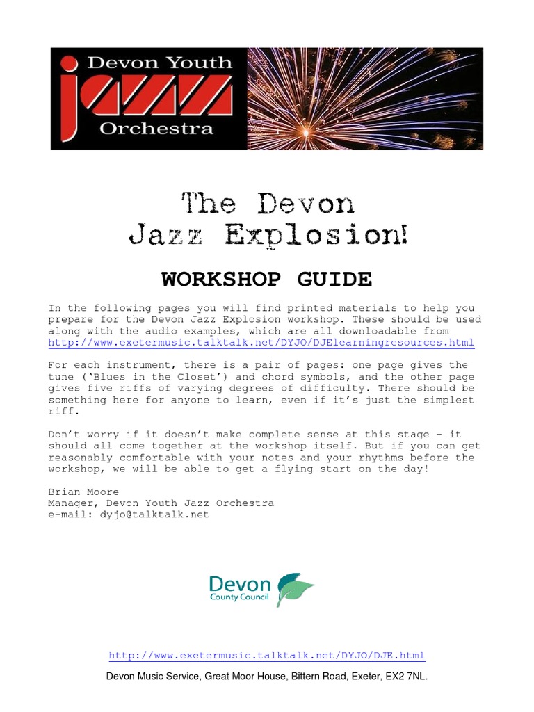 The Devon Jazz Explosion!: Workshop Guide | PDF | Jazz | Saxophone