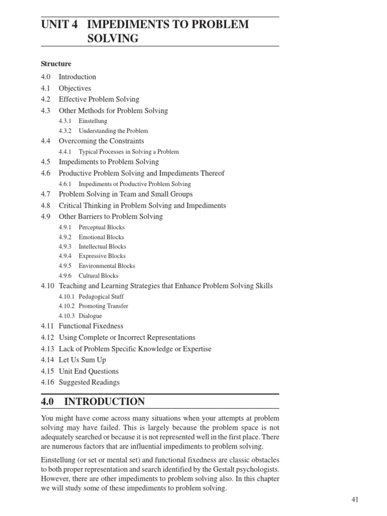 Unit 4 Impediments To Problem Solving: Structure | PDF | Mental ...