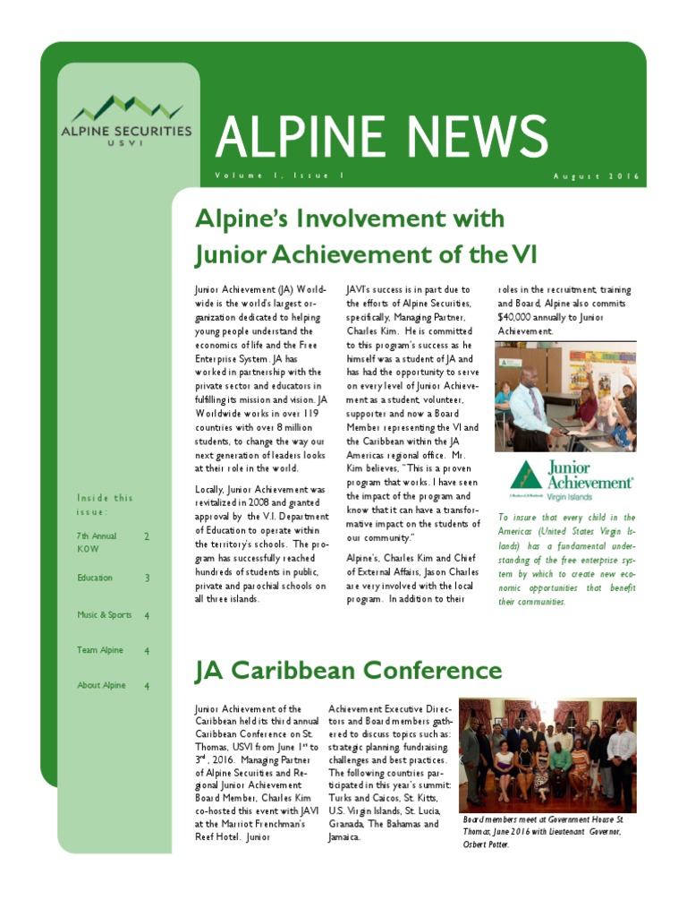 Alpine Securities Supports Junior Achievement | PDF | United States ...