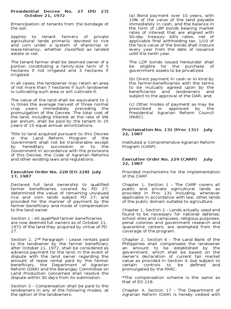 Presidential Decree No. 27 (PD 27) October 21, 1972 | PDF | Injunction ...