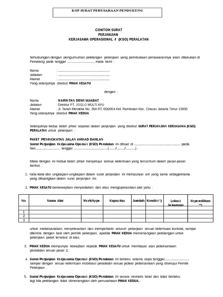 Contoh KSO | PDF | Karier & Perkembangan