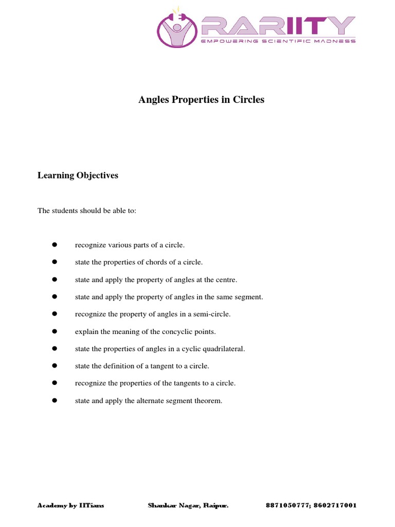 Circle Angle Properties Explained | PDF | Circle | Angle