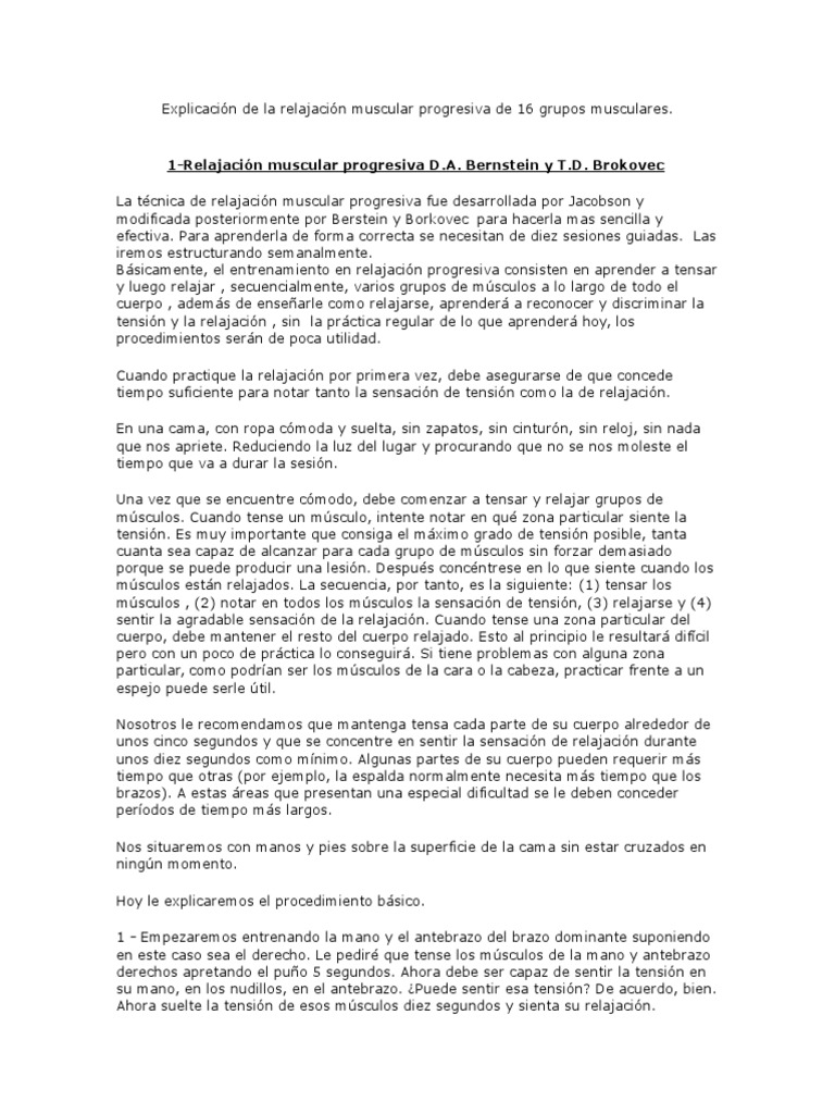 Relajación Muscular Progresiva: Guía | PDF | Músculo | Mano
