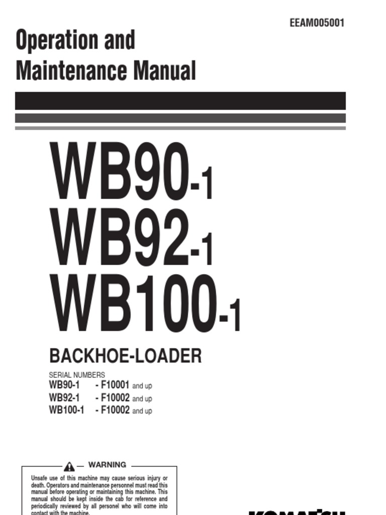Operation and Maintenance Manual: WB90 WB92 WB100 | PDF