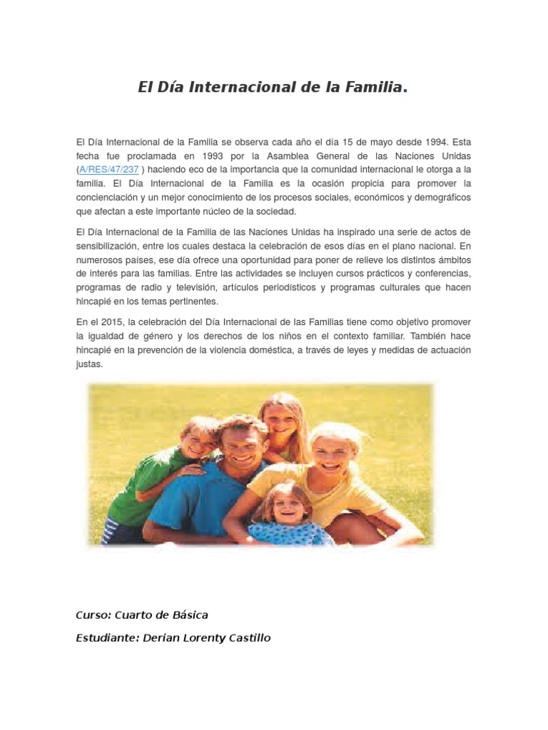 El Día Internacional de La Familia | PDF | Política | Ciencias sociales