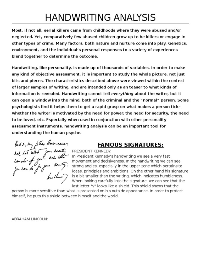 Handwriting Packet | PDF | Serial Killer | Nature Versus Nurture