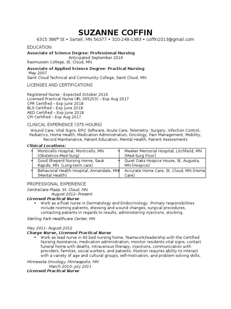 Suzanne Coffin RN June 20162 | PDF | Nursing | Intravenous Therapy