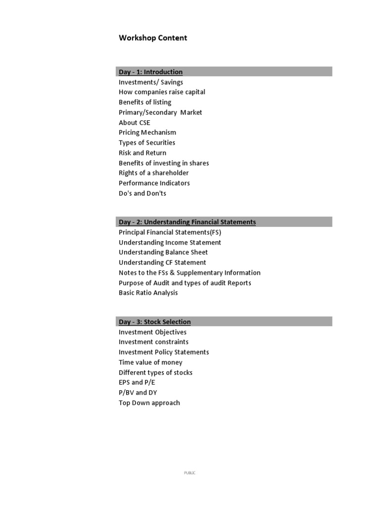 Workshop Content English | PDF