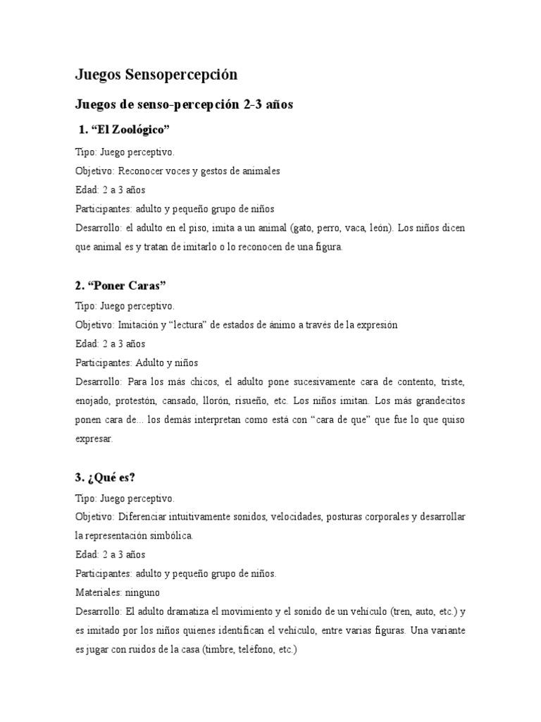 Juegos Sensopercepción | PDF | Percepción | Color
