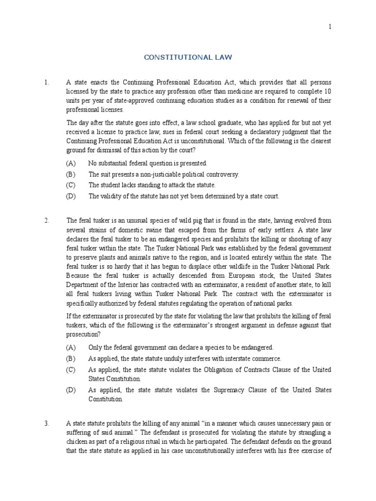 Constitutional Law Outline | United States Constitution | U.S. State