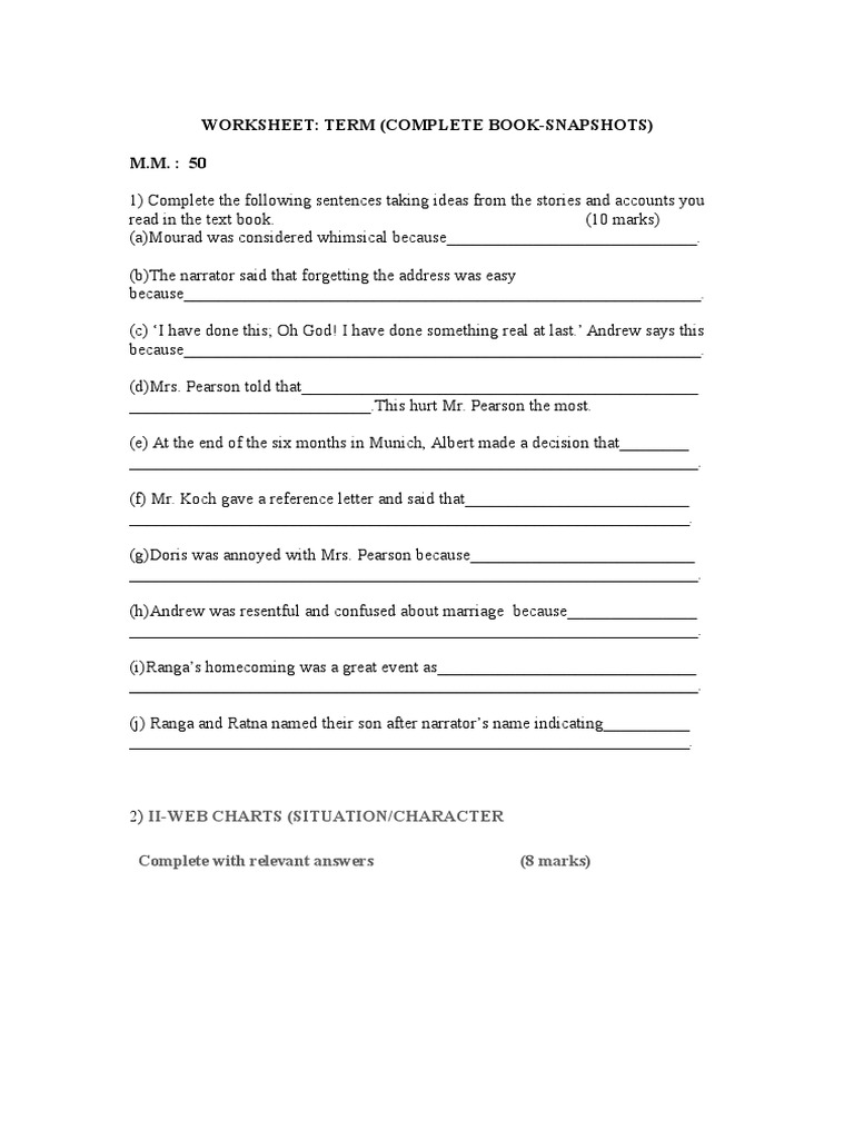 Worksheet On Snapshot | PDF