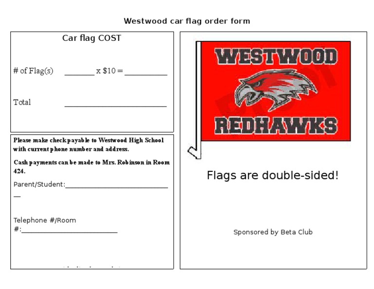 Westwood Car Flag Order Form | PDF | Finance & Money Management