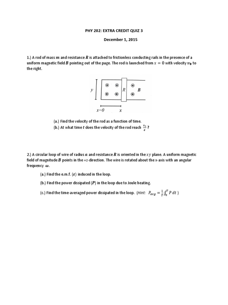 Quiz 3, Phy 202 | PDF